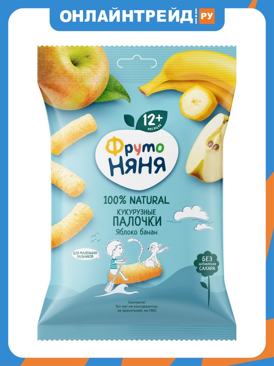 Палочки Фрутоняня кукурузные с яблоком и бананом с 12 мес 20 г