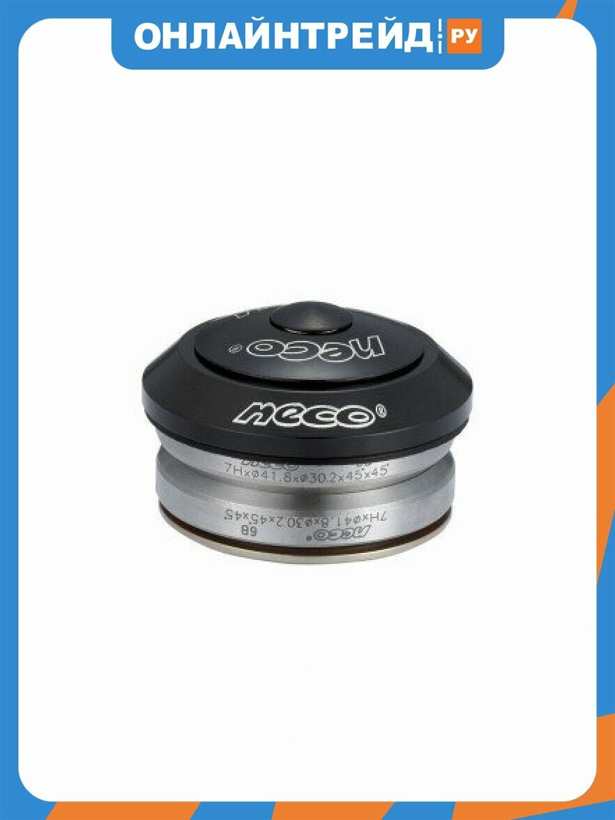 Рулевой набор Neco 6-190375 H51 1-1/8" IS42/28.6 IS42/30 интегрированный березьбовой, пром подш(OD41.8x45°x45), алюм чашки, черный