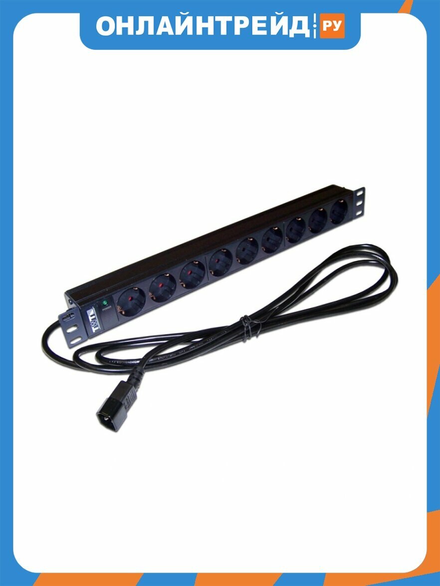 Блок розеток Lanmaster TWT-PDU19-10A9P4-3.0 9шт, 1U, 3м