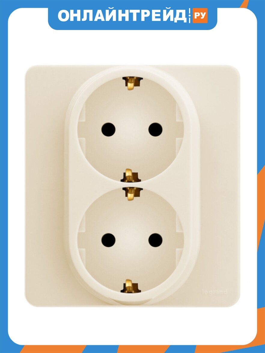 Розетка Legrand INSPIRIA 2 x 2К+З, немецкий стандарт, 16 А - 250 В, слоновая кость, 673751