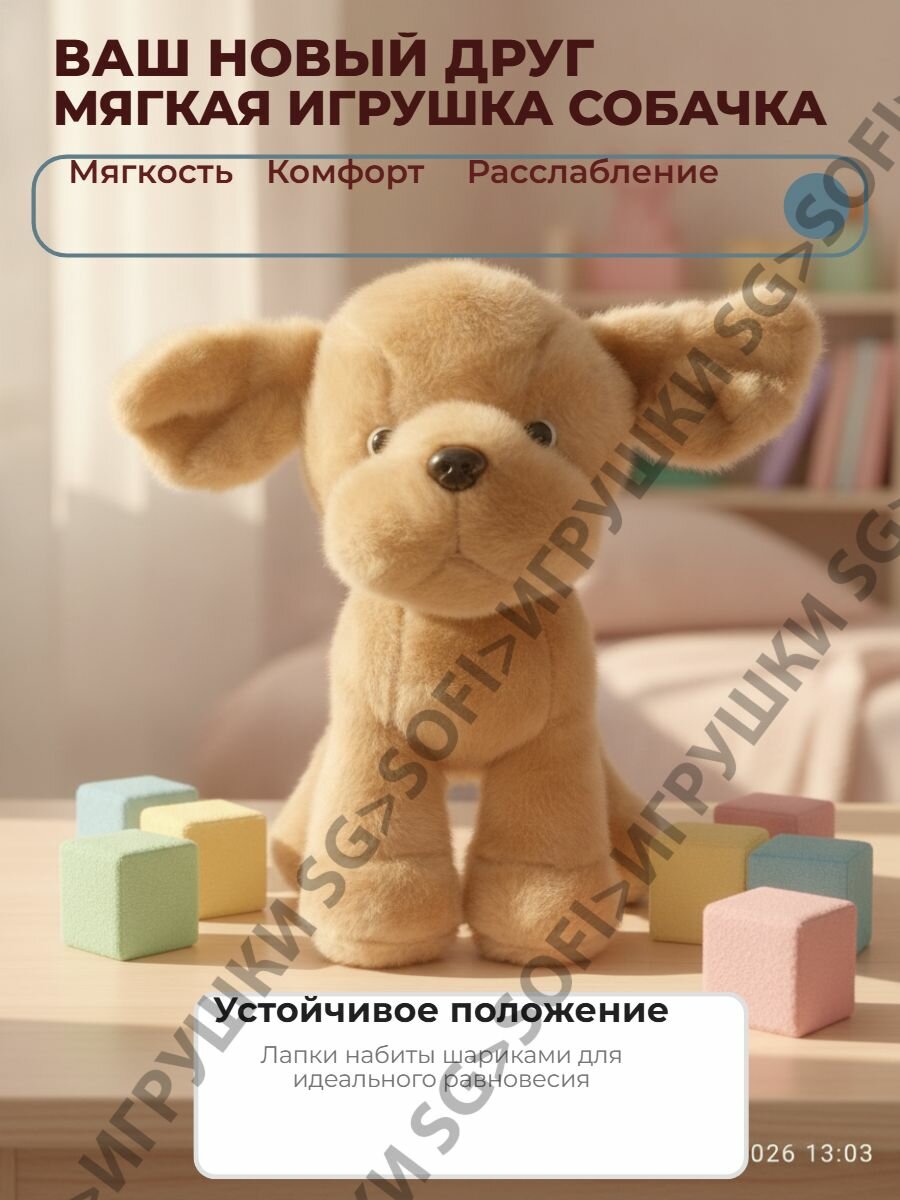 Мягкая Игрушка антистресс - собачка* Мягкий компаньон* 27см