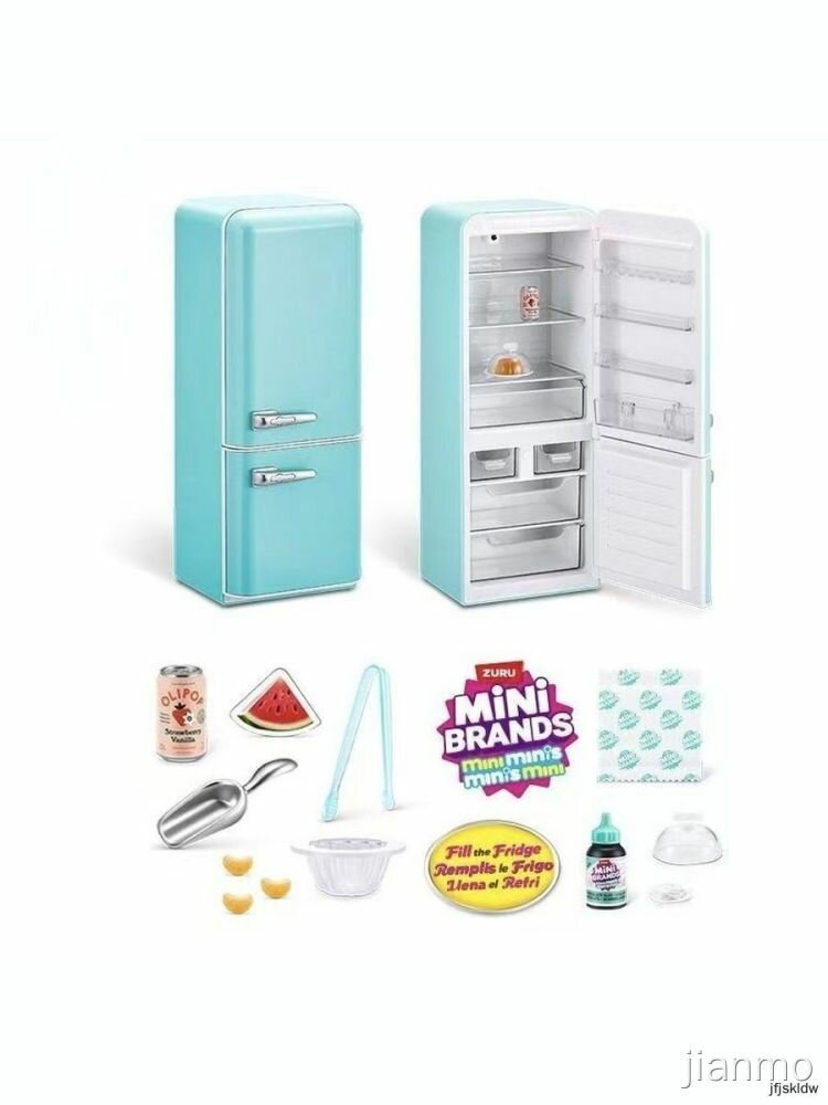 Набор с игрушечным холодильником ZURU Mini Brands Mini Minis с LED/UV, в комплекте 60+ мини-еды, для детей 8+ лет — фото 1