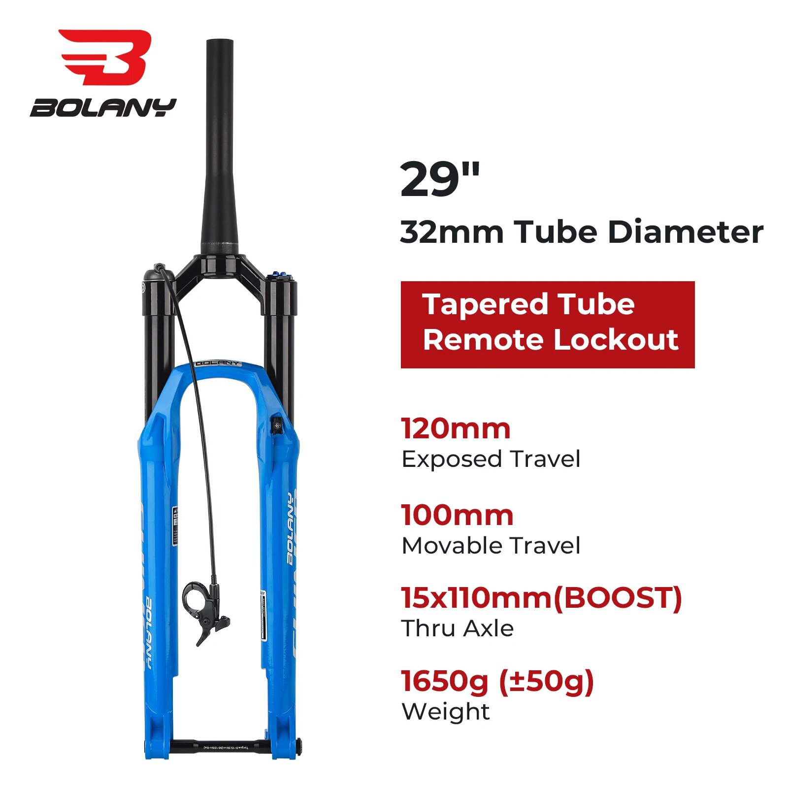 BOLANY Воздушная вилка MTB 29 дюймов синяя R29 Синий, 29 Remote Blue