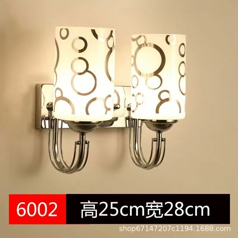 LED Золотой Двухголовий Спальный Ночник Настенная Лампа Современная Простая Теплая Стеклянная Гостинная Проходная Столовая Балкон Лестница