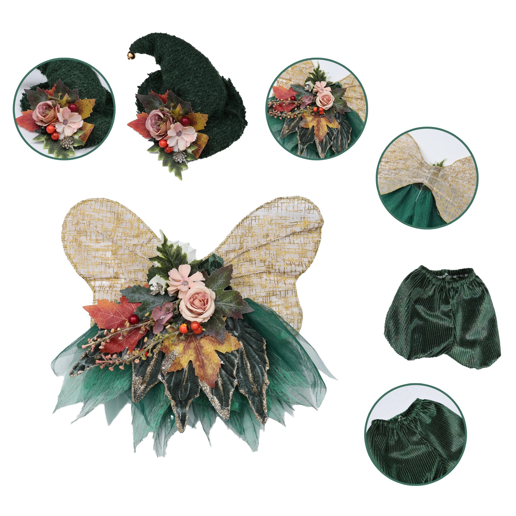 Комплект одежды для куклы Cloveray Elf Fairy 16 дюймов Изумрудный, G