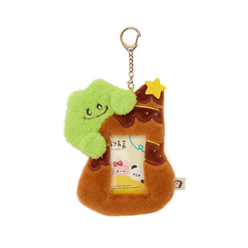 Плюшевый брелок унисекс RUAFUFU Выпечка, Green Plum and Frog Baking Collection Card Holder