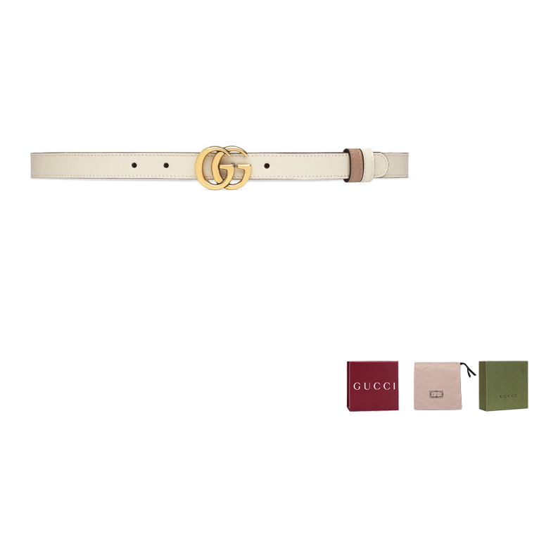 GUCCI GG Marmont Ремни из коровьей кожи Женские Белый Телесный Ширина 2 см 105