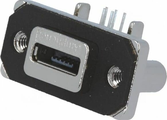 AMPHENOL MUSBK15230 Гнездо, USB AB micro, MUSB, на панель, на PCB, винтами, THT, PIN: 5, 1шт