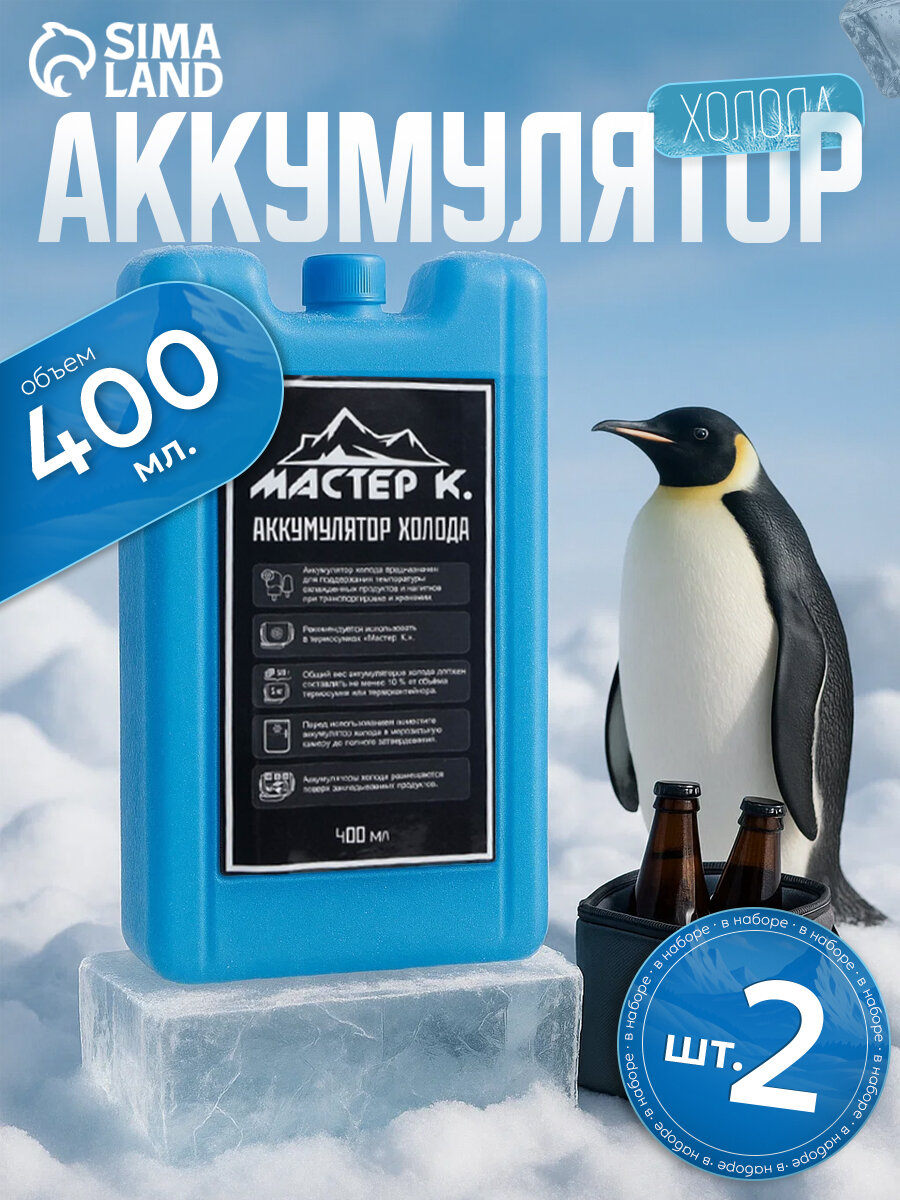Аккумулятор холода гелевый набор 2 штуки по 400 мл, хладоэлемент для термосумок гелевый аккумулятор холода хладоэлемент для термосумки набор хладоэлементов