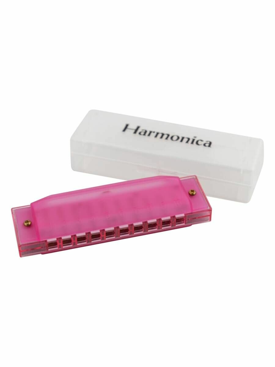 Губная гармоника диатоническая BEE DF10A-3 PINK, пластиковый кейс