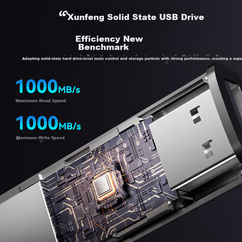 SSD-накопитель с двойным интерфейсом 256 ГБ USB-C 1000 МБ/с для смартфонов и компьютеров Ёмкость：256 ГБТип