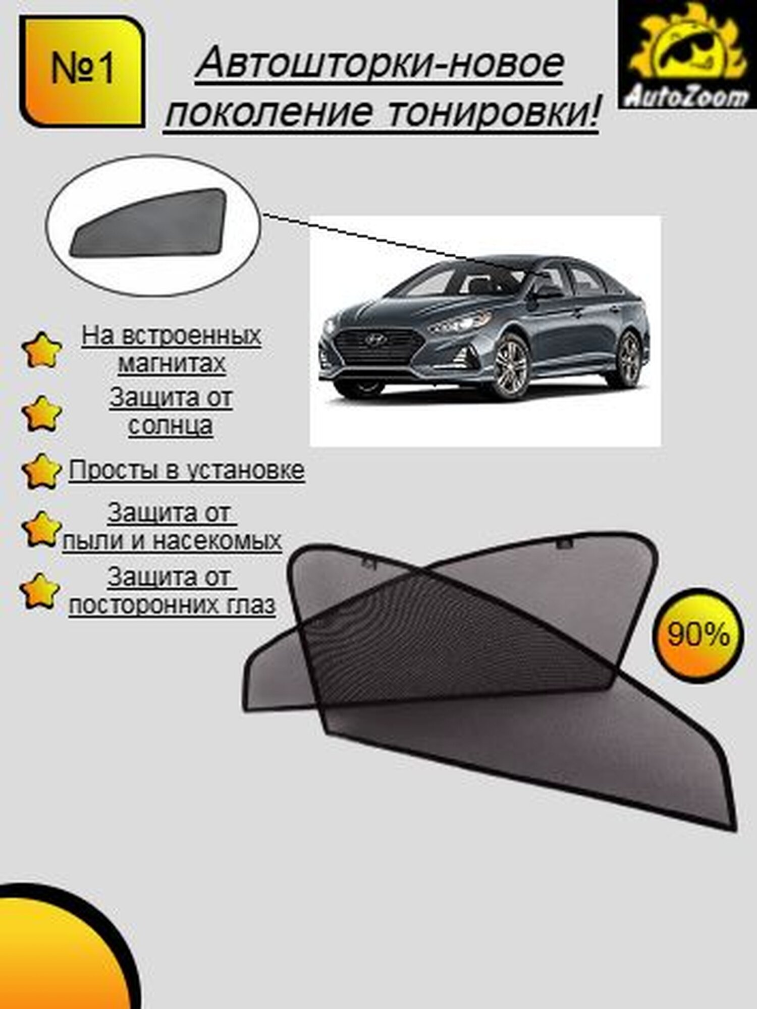 Автошторки магнитные для Hyundai Sonata VII (LF) (2014-2020), на передние двери 2 шт