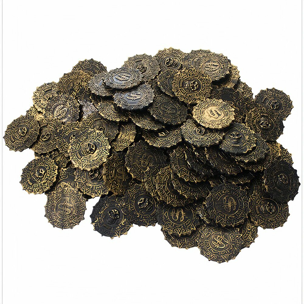 Пластиковые пиратские монеты, золотые/бронзовые, 10/30/60 шт. 60pcs, Коричневый, Bronze