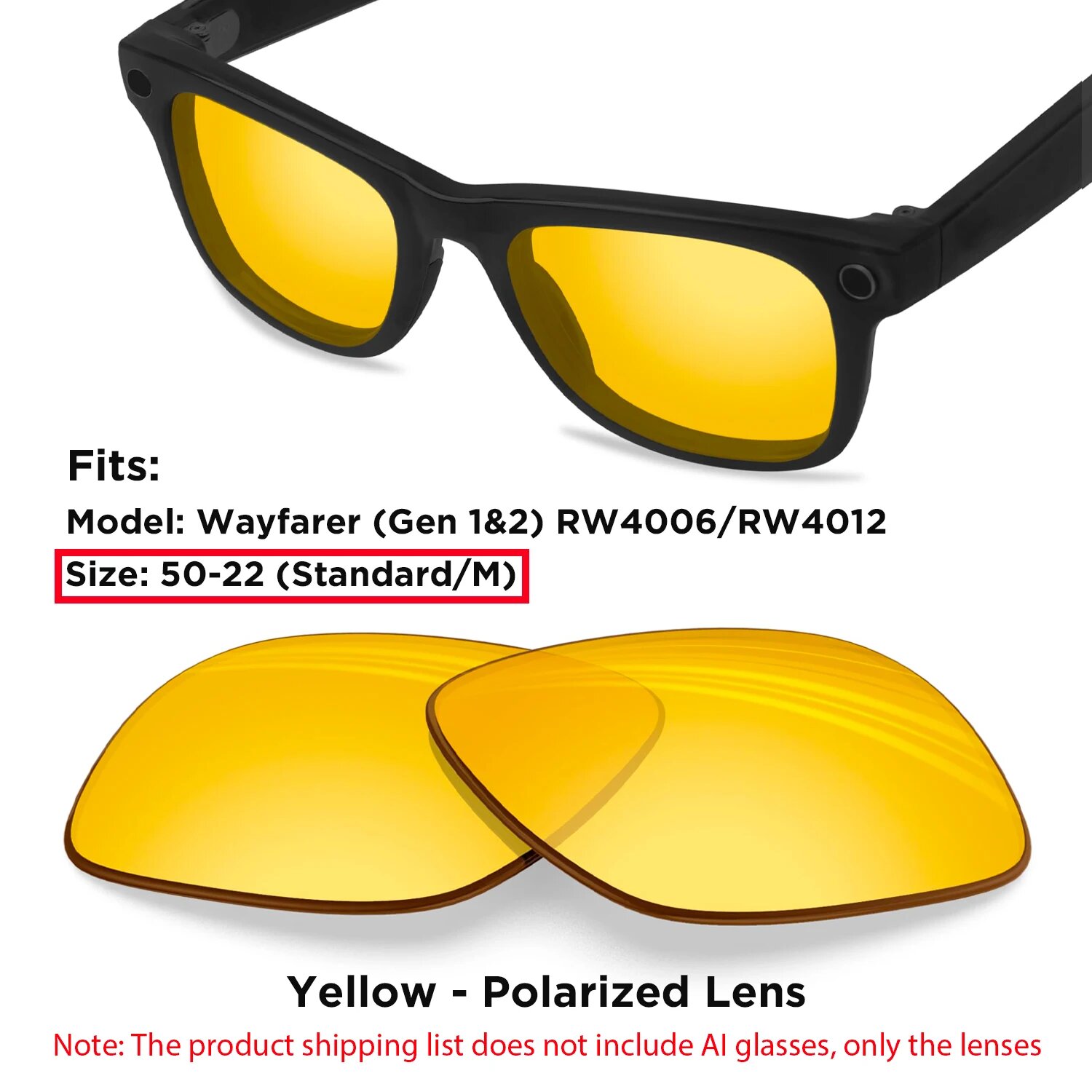 Желтые поляризованные линзы для Ray-Ban Wayfarer (Gen 1&2)