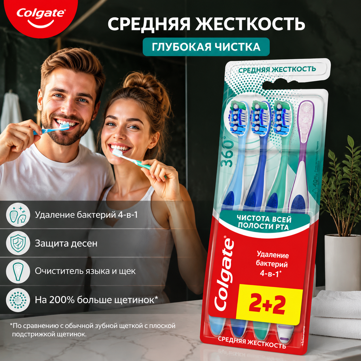 Зубная щетка colgate 360 очищение total interзубная média 2