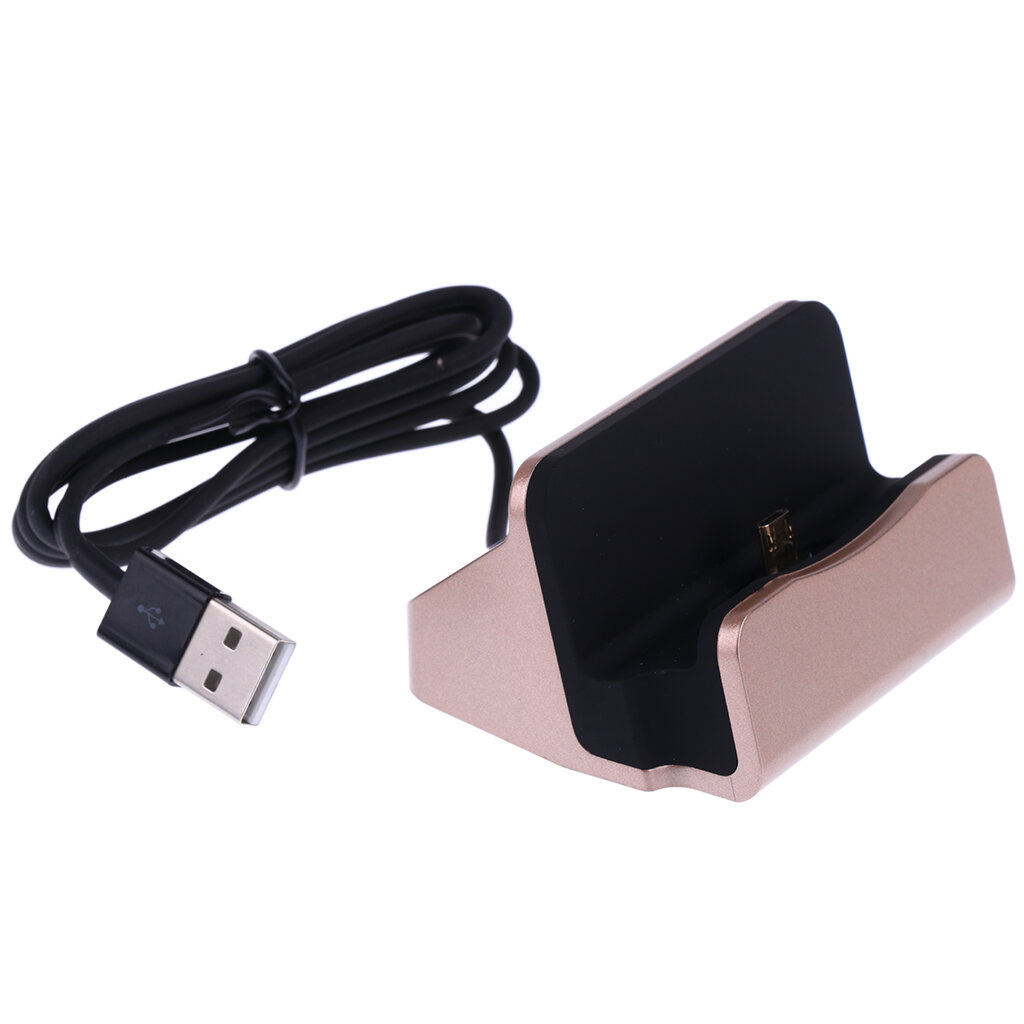 Док-станция Micro USB для зарядки, синхронизации данных и зарядки для Android и Samsung, золотистого цвета.