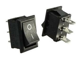 Клавишный 21х15 3pin черный KCD1-102 on-on 6A/250V выключатель рокерный (Переключатель коромысловый)