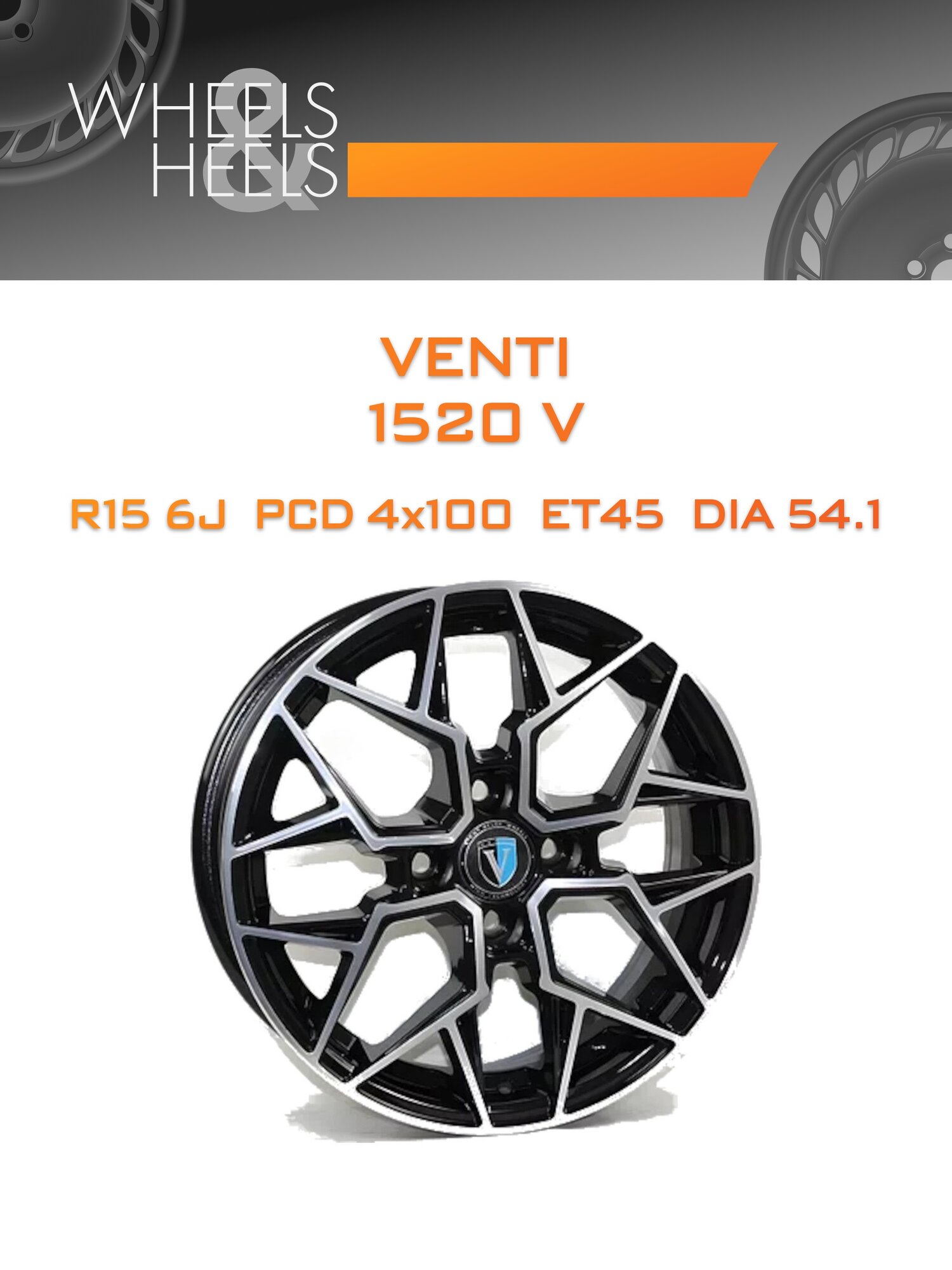 Диск автомобильный литой VENTI 1520 V 15x6 4x100 et45 dia54.1 BD