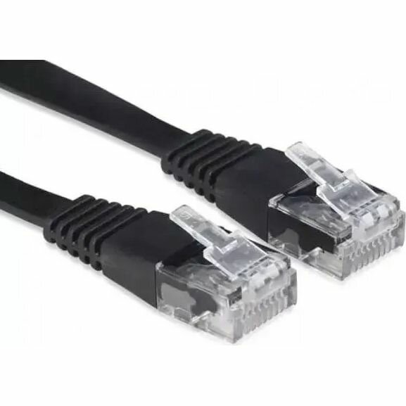 Патч-корд BURO BU-C6-FLAT-0.5M-B 0.5м RJ-45 cat.6 UTP чёрный