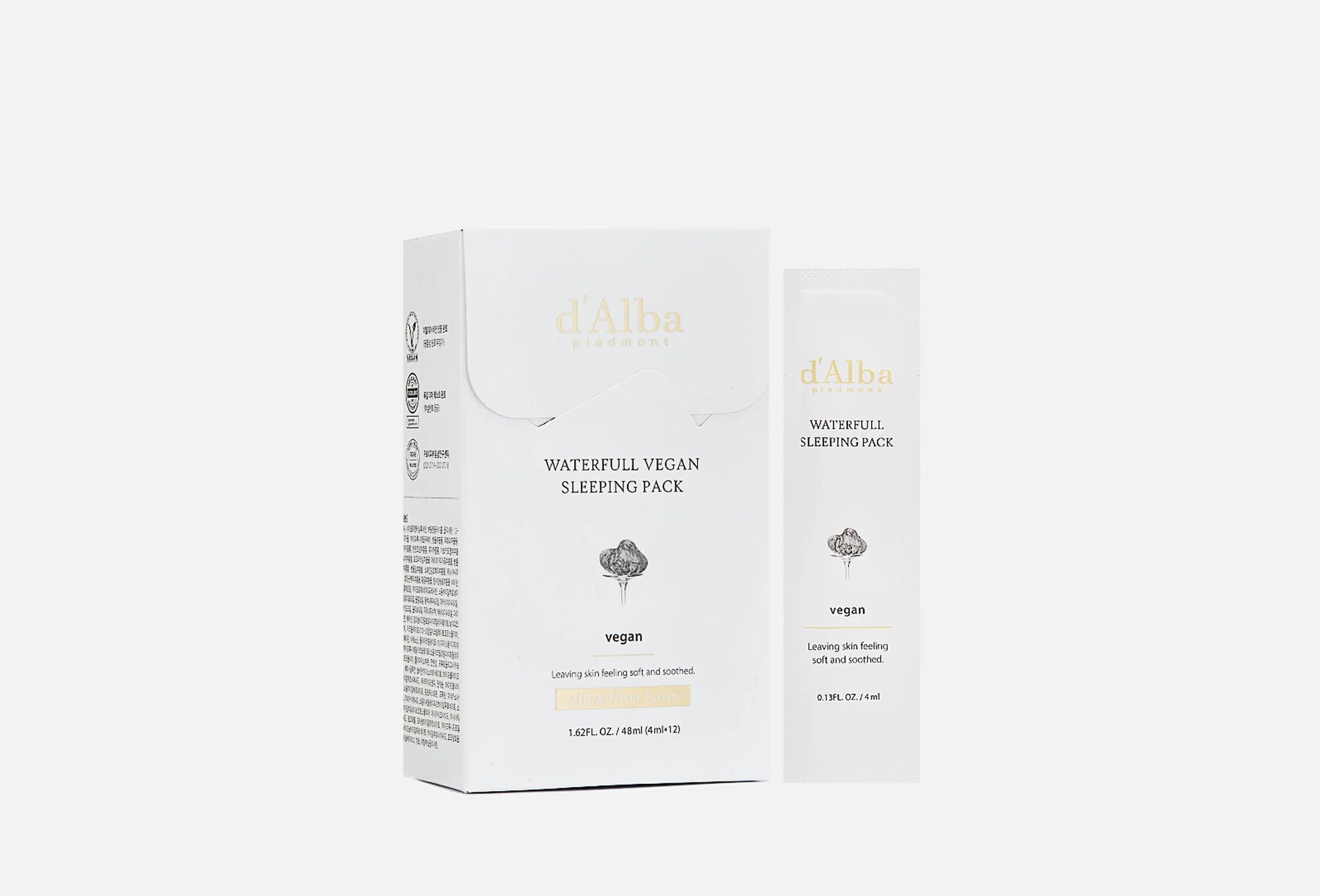 D'Alba Waterfull Vegan Sleeping Pack Увлажняющая ночная маска 48 мл белый