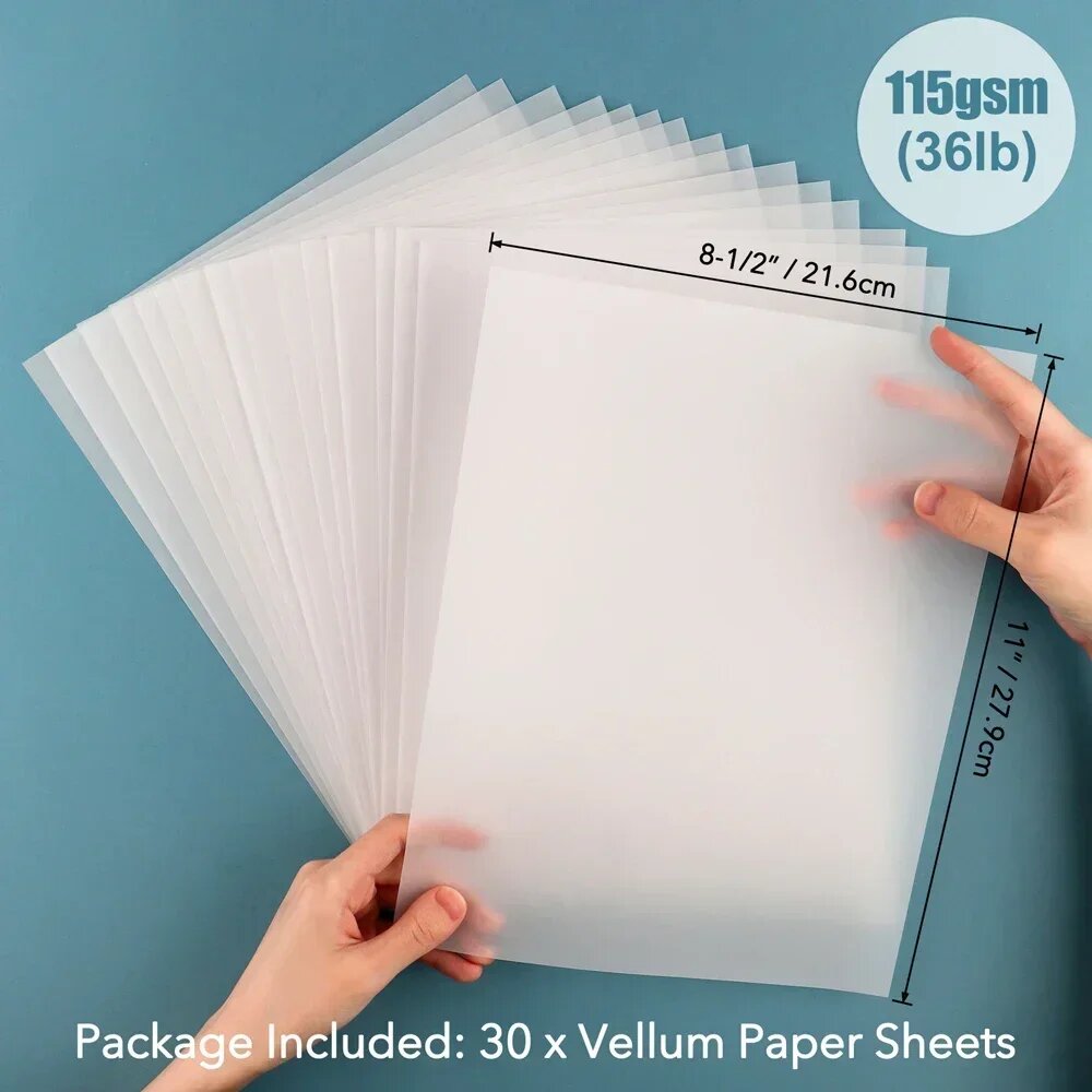 Матовая гладкая vellum бумага 8,5x11 дюймов для тиснения 30pcs-115gsm