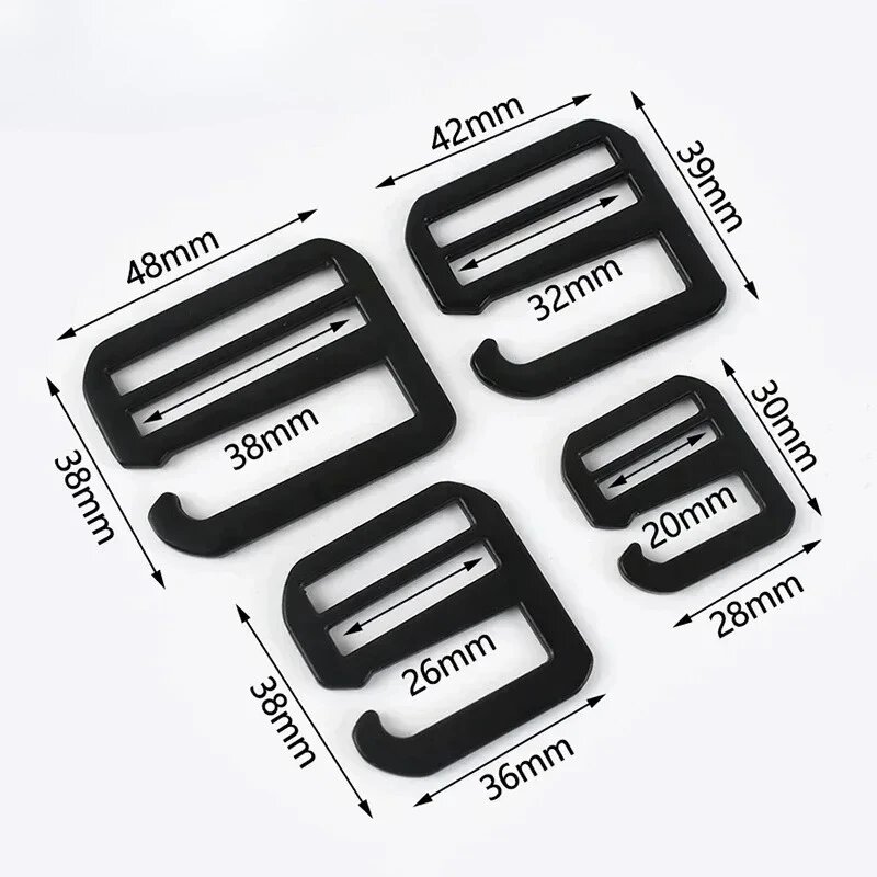Пряжки-крючки Meetee черные металлические 20-38 мм 38mm-20Pcs, BF754-Black