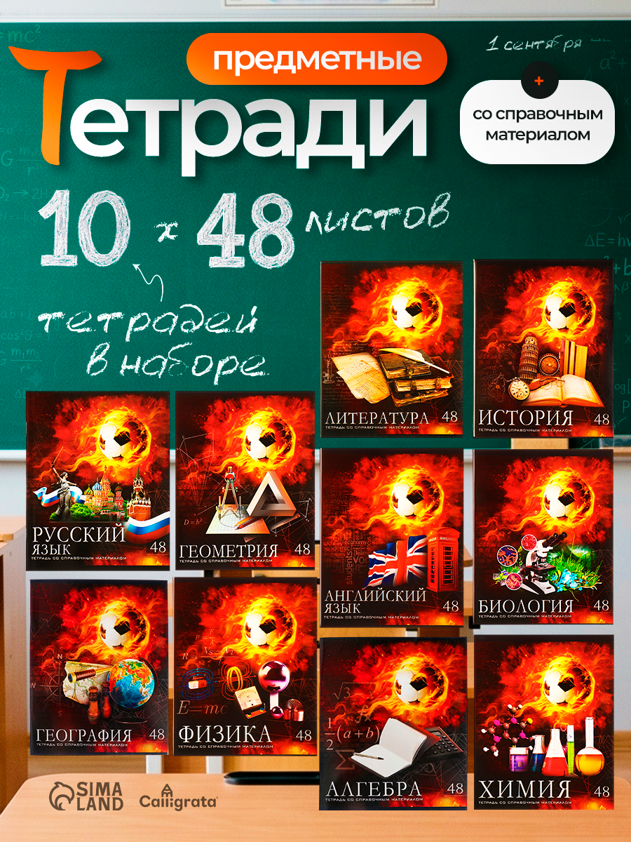 Набор предметных тетрадей 48 листов Calligrata «Футбол», 10 предметов