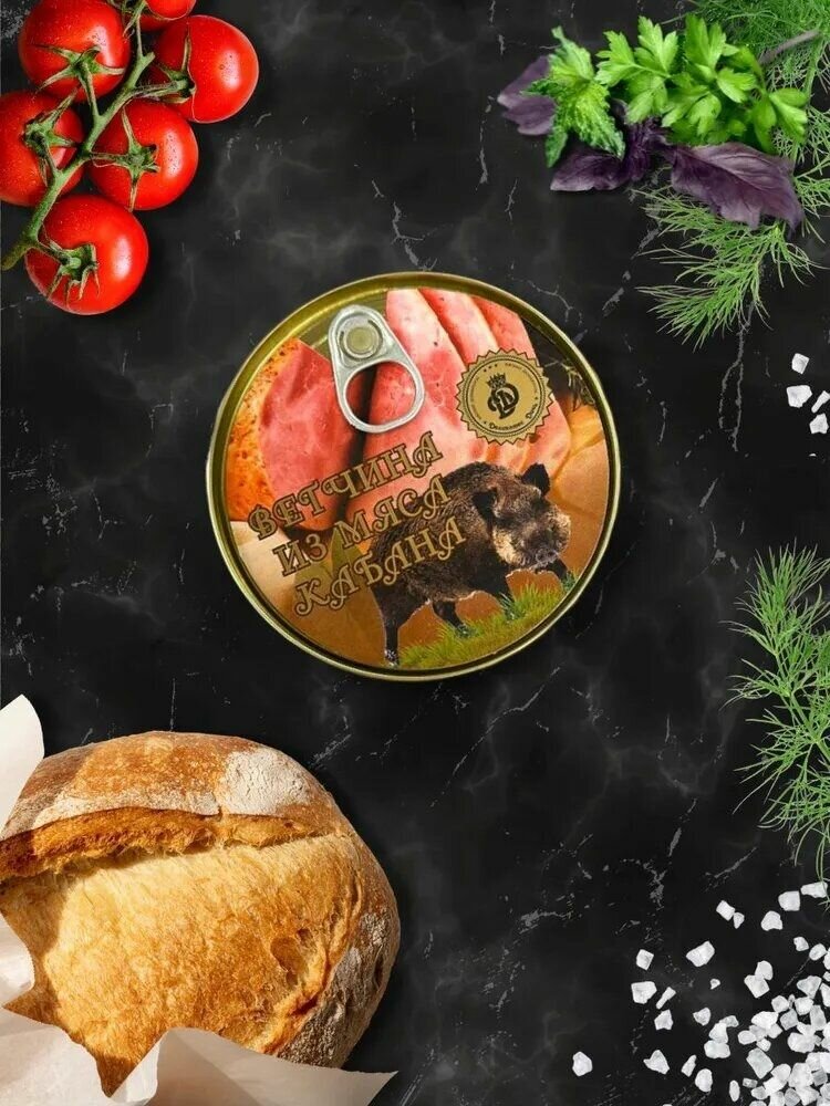 Ветчина из мяса кабана Деликатес Дичь, консервы, 325 г