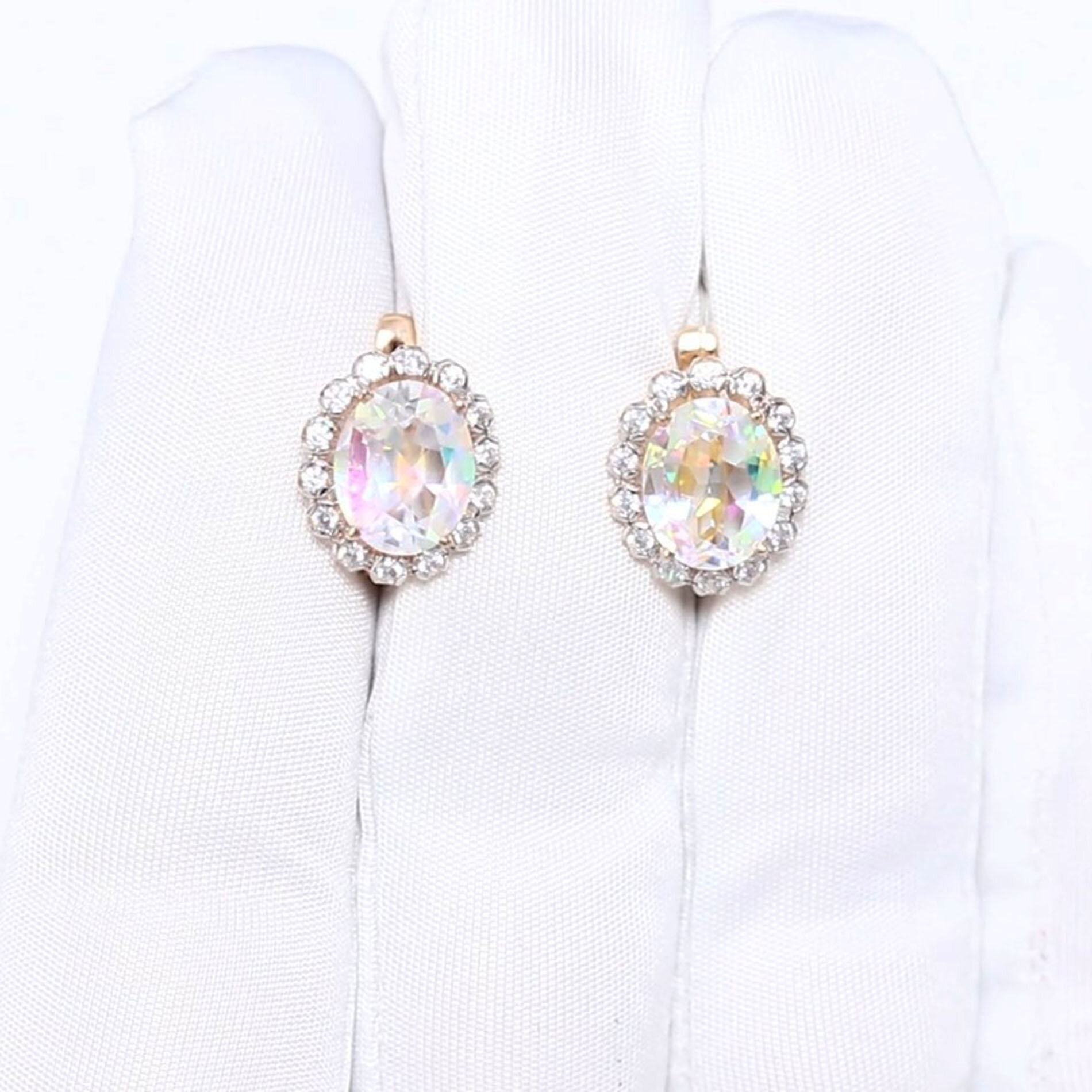 Серьги Diamant online, красное золото, 585 проба, кварц, фианит
