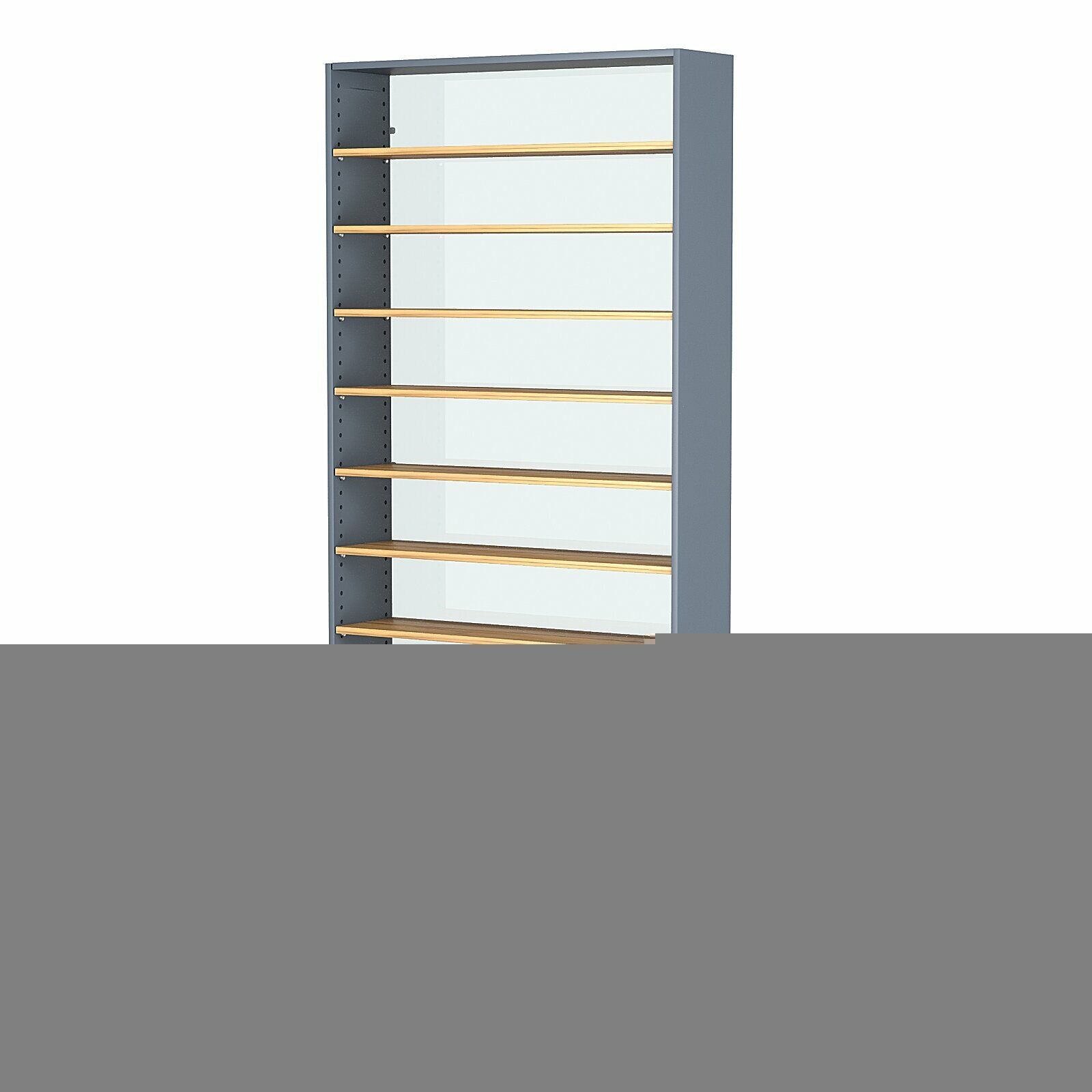 Стеллаж из ДСП с 8-ю полками 250x900 мм серии LEVEL-8 №11-1 (З/C - стекло), Темно-серый и Дуб Золотистый