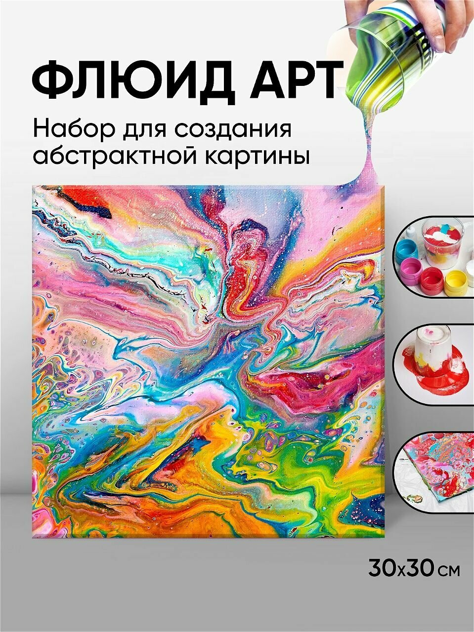 Набор для создания картины в стиле Флюид Арт Планета Цветов 30х30 см