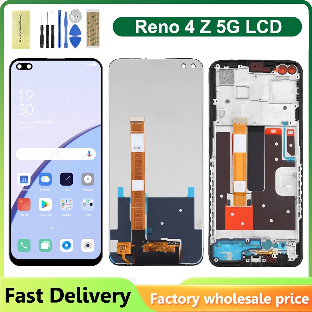 6,57 дюймовый экран для OPPO Reno4 Z 5G, ЖК-дисплей с сенсорным дигитайзером, Black No Frame