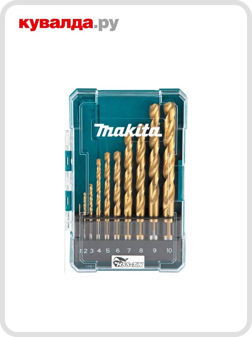 Набор сверл по металлу MAKITA D-72849 hss-tin economy, 10 шт. (1-10 мм)