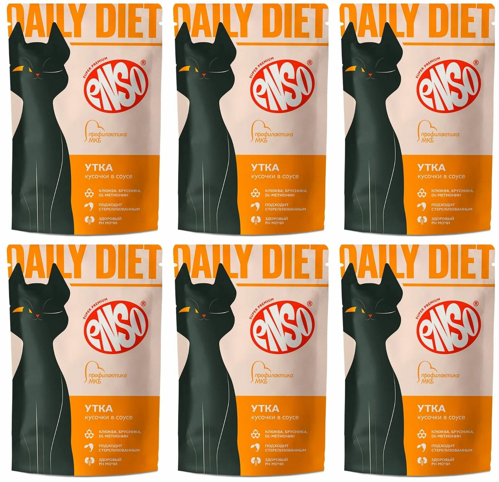 Enso Влажный корм для кошек Daily diet Утка в соусе, пауч, 85 гр, 6 шт