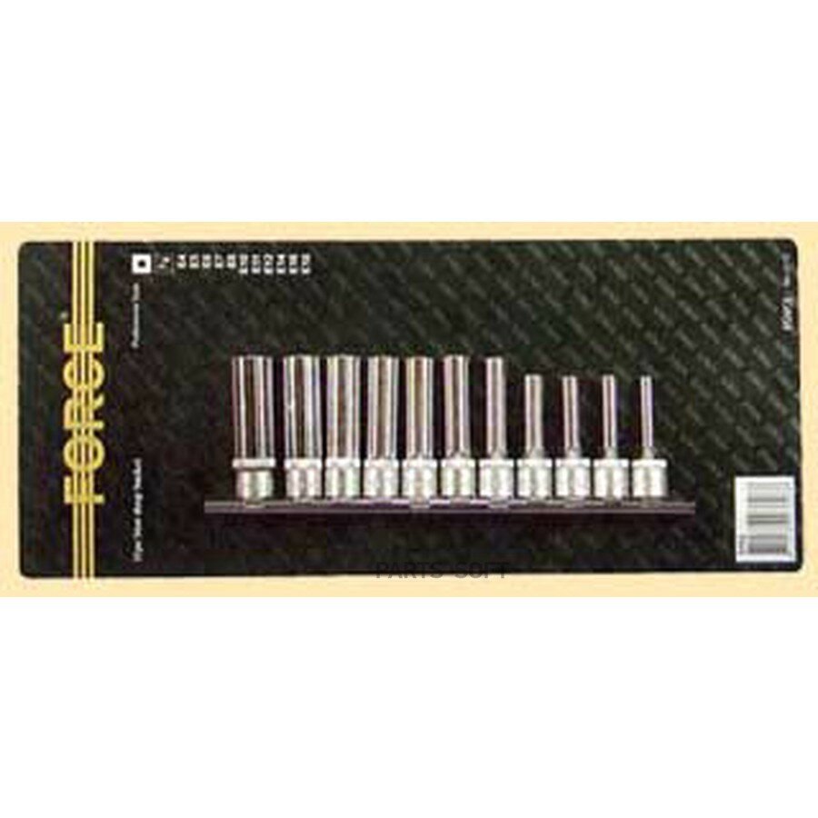 Набор FORCE DR.3/8 6-ти лучевых головок Звезда E4, E5, E6, E7. L=55мм, E8, E10, E11, E12, E14, E16, E18. L=63мм. на стальной планке.11пр. от официального дистрибьютора, FORCE TOOLS, артикул 3112