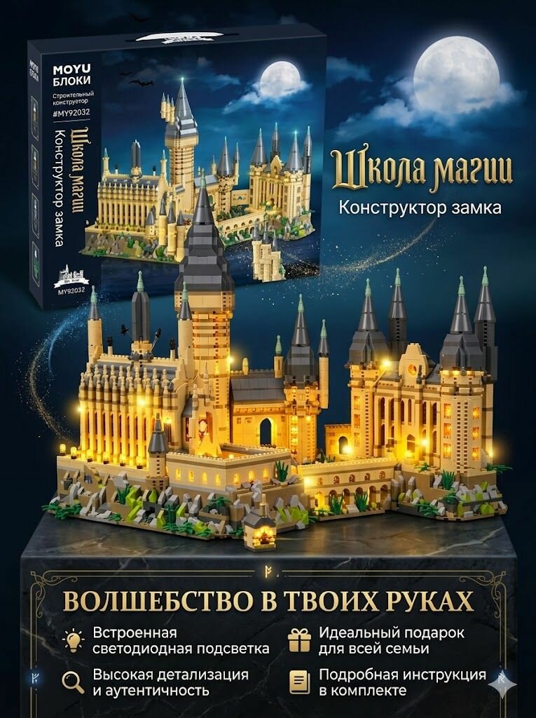 Конструктор Замок 18888 деталей, Гарри Поттер набор "башня Хогвартса", игрушка и подарок, совместим с лего подарочный набор замок с башней