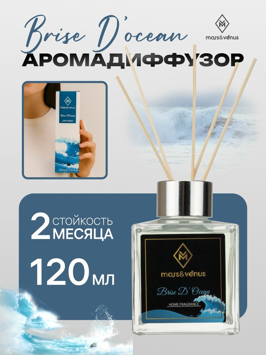 Диффузор для дома Mars&Venus ароматизатор с палочками Brise D'Ocean 120 мл