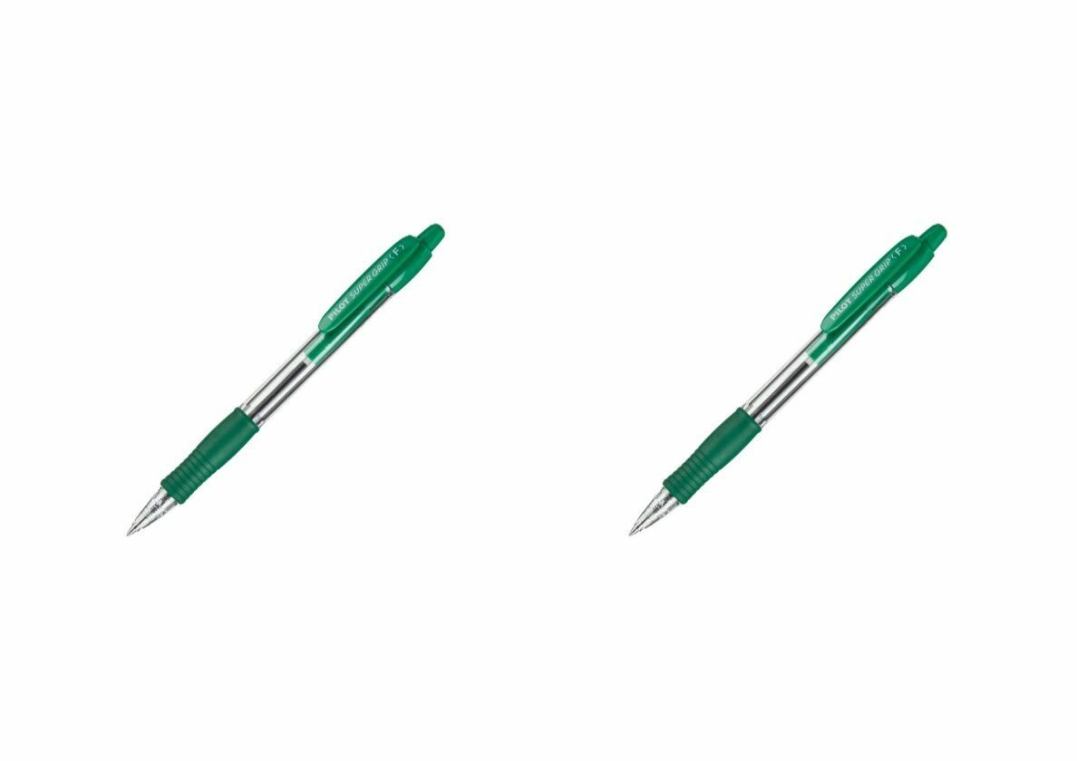 Pilot Ручка автоматическая шариковая, BPGP-10R-F G Super grip, зеленая, толщина линии 0.22 мм , 2 шт