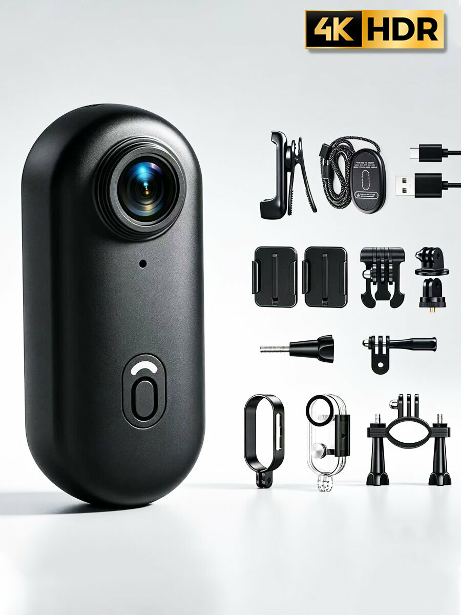 Мини Экшн-камеры 4K 35г, магнитное крепление, водонепроницаемая, 90 мин, WiFi, для шлема, вело, туризма экшн-камера
