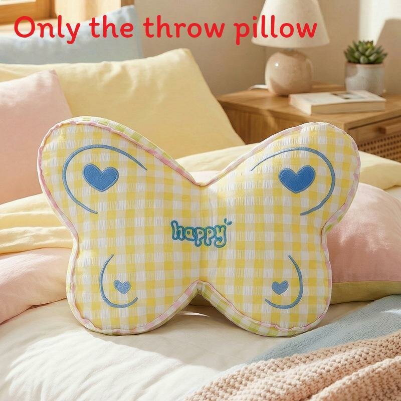 Подушка для кровати butterfly yellow с дизайном бабочки и мягкой спинкой для отдыха yellow 60x40см