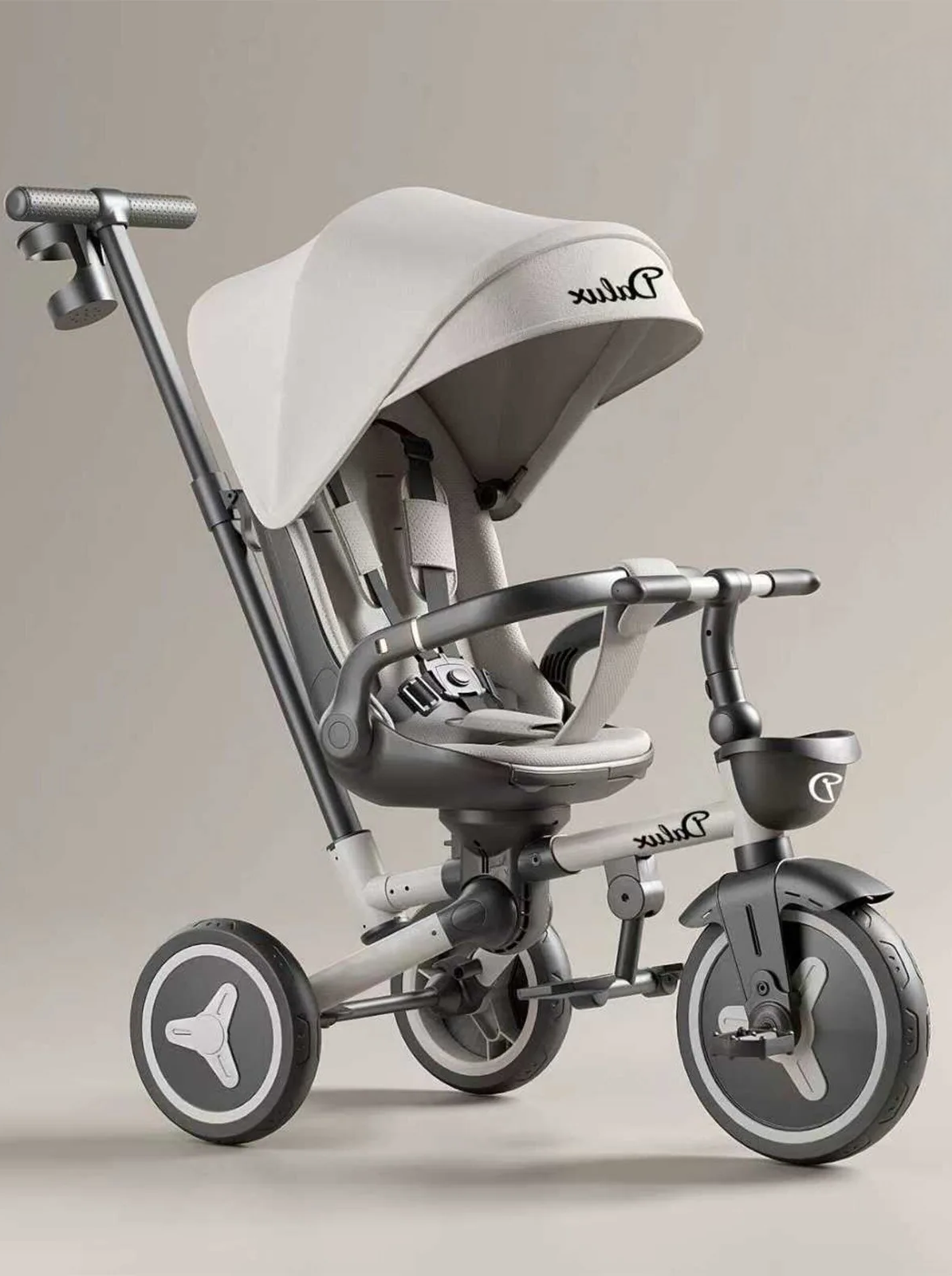 Детский трехколесный велосипед BREND LUXMOM DALUX ORIGINAL 3555, до 4х лет, складной, поворотное сидение, цвет бежевый