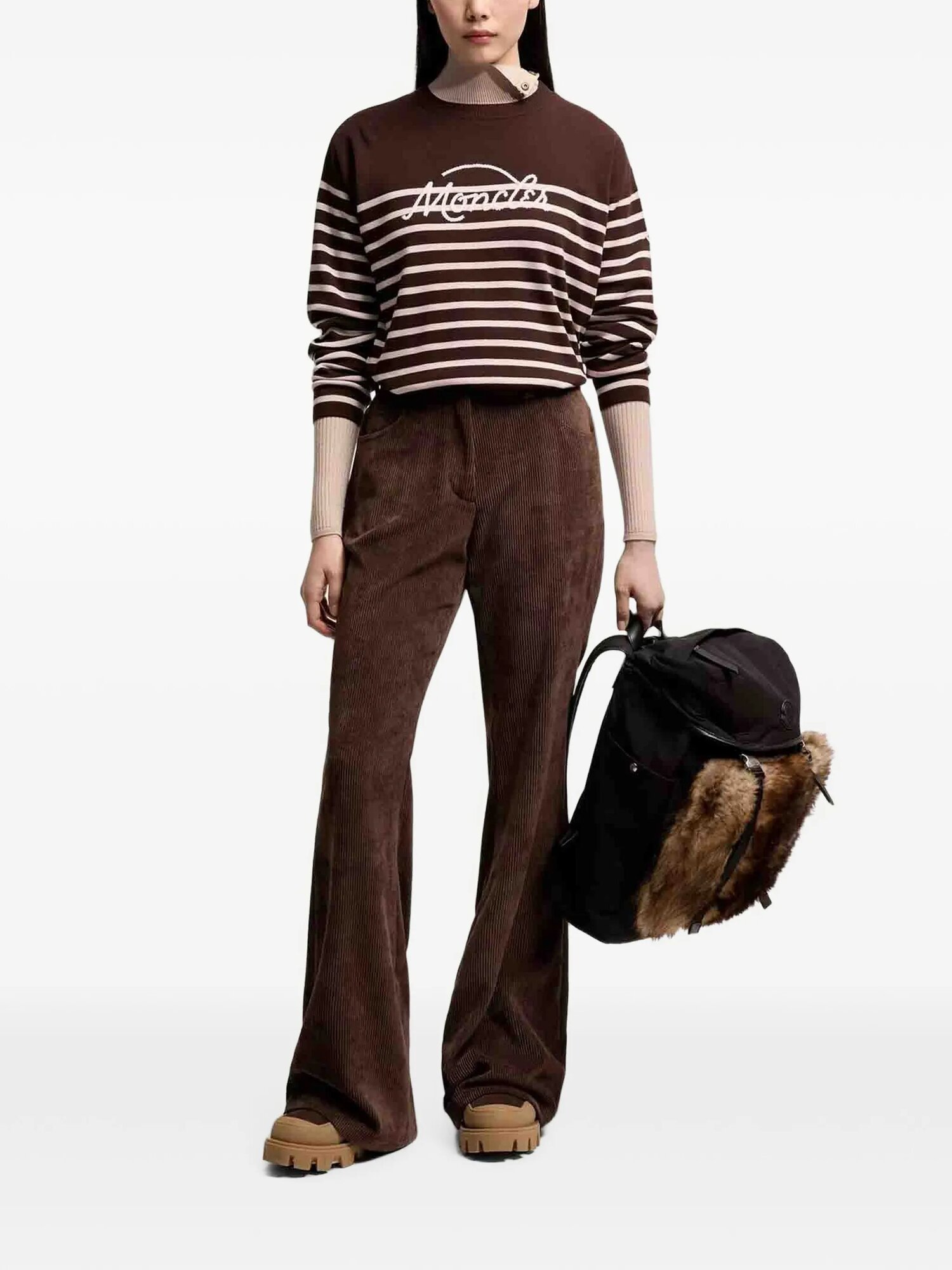 Свитер Moncler Striped logo-embroidered sweater, размер 44 — фото 1