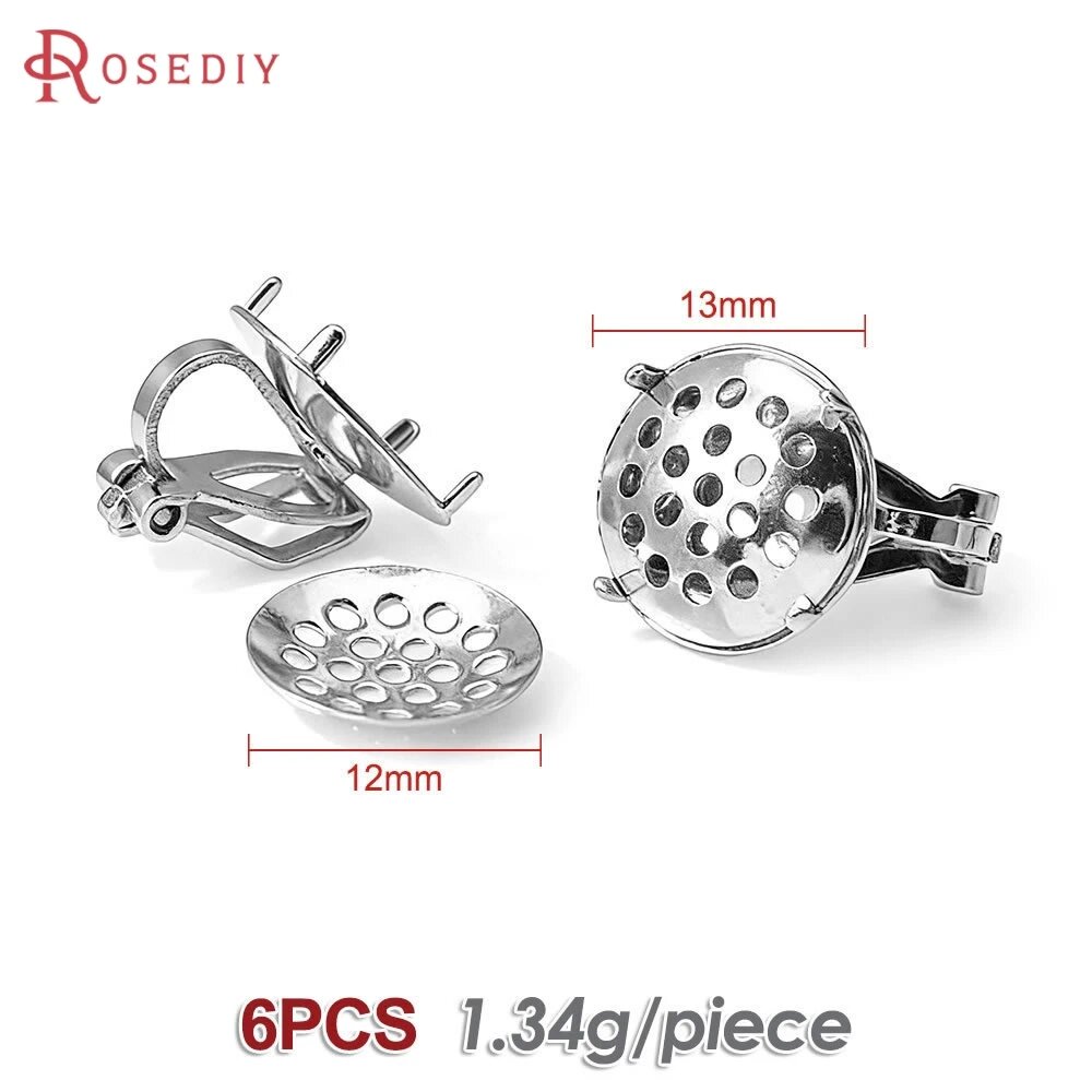 Клипсы-серьги Rosediy латунные золотые 18K 4 шт 58881-Platinum Color