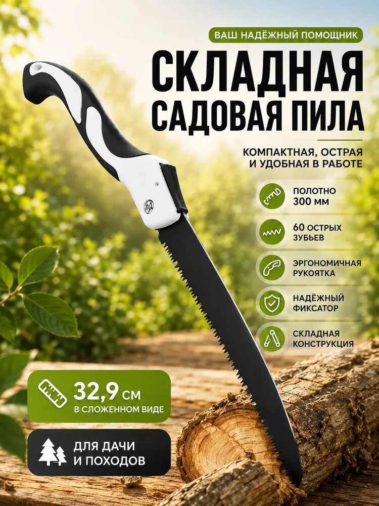 Пила туристическая, длина лезвия: 30 см