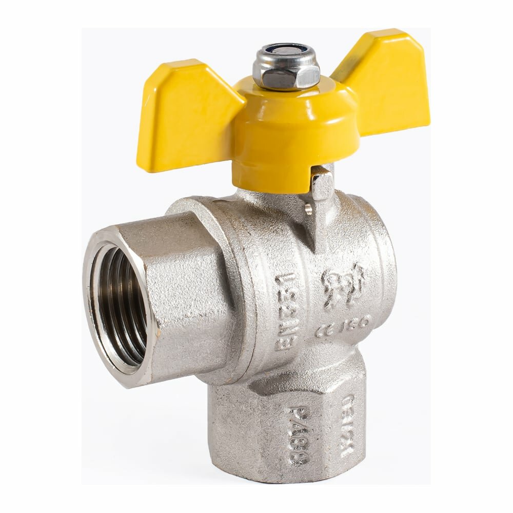 Шаровой угловой кран для газа PROFACTOR PF GAS ручка бабочка, в/в 1/2 дюйма PF GBV 333A