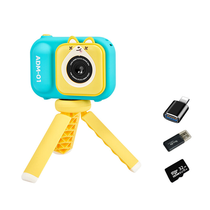 Фотоаппарат детский MUYKUY blue fox camera, с кардридером, с картой памяти, с OTG адаптером