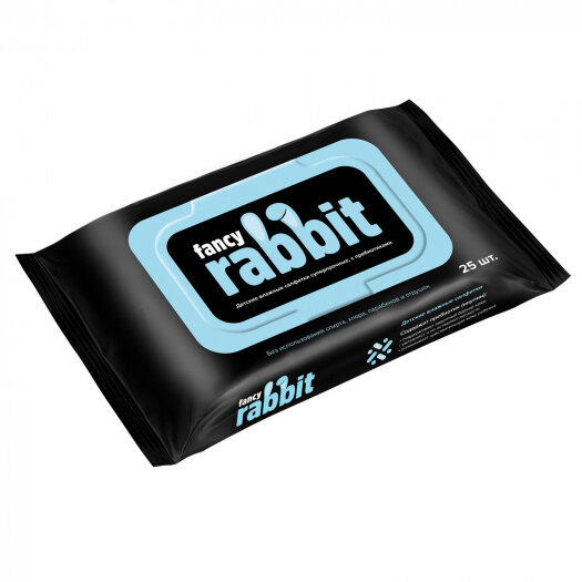 Влажные салфетки детские Fancy Rabbit, 25 штук