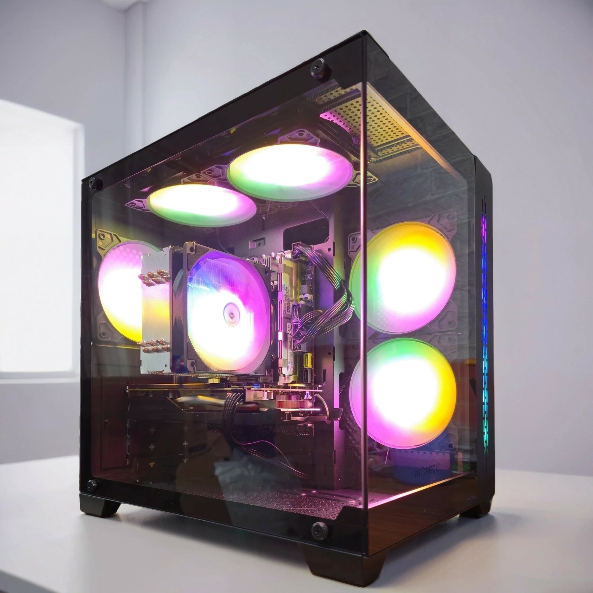 Системный блок Игровой компьютер ПК (Intel Core, RAM 32 ГБ, SSD 500 ГБ, AMD RX 580 (8 Гб), ПК, черный, прозрачный