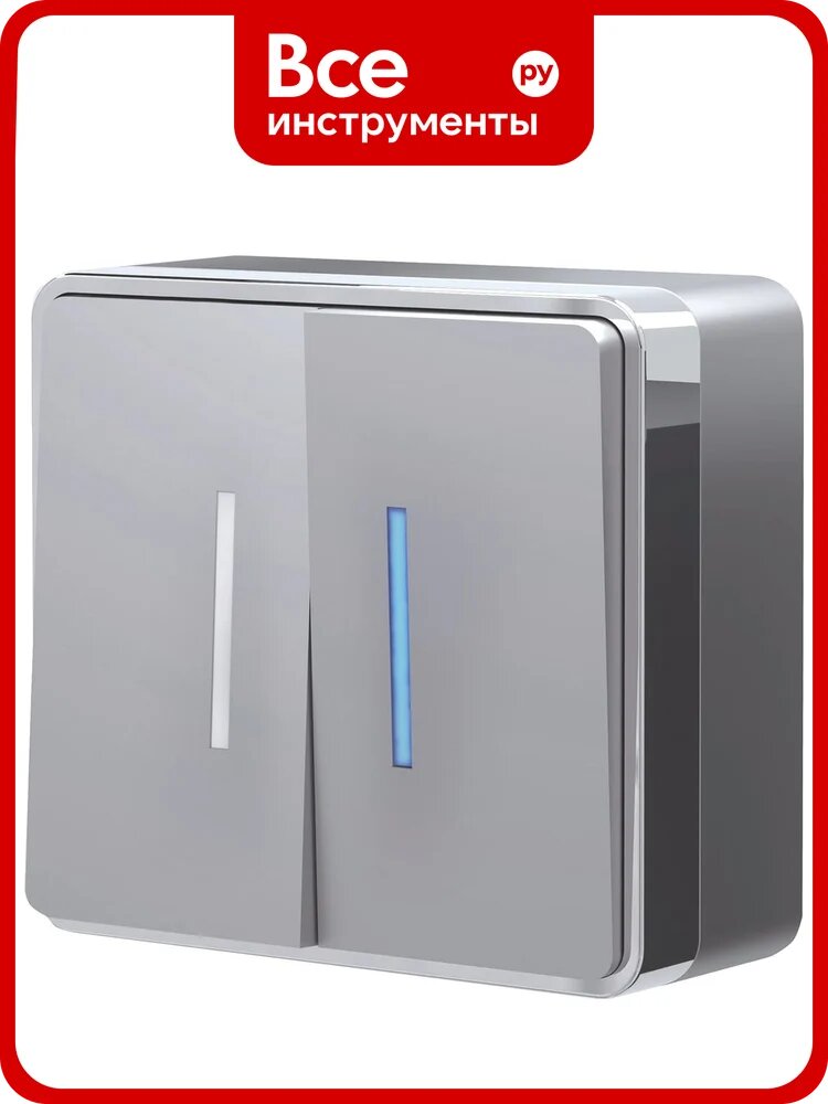 Двухклавишный выключатель с подсветкой WERKEL W5020106 Gallant серебряный a052770