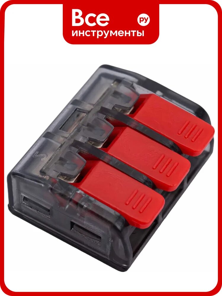 Клемма EKF СМК 221-413, 3 отверстия, 0.2-4.0мм2, 100шт, PROxima SQ plc-smk-221-413, пластиковый корпус, черный цвет